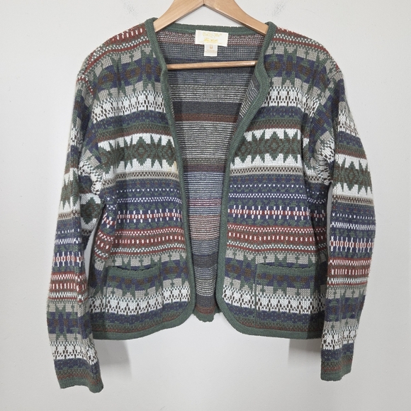 Tally Ho | Sweaters | Vtg Tally Ho Green Blue Fair Isle Nordic Open ...